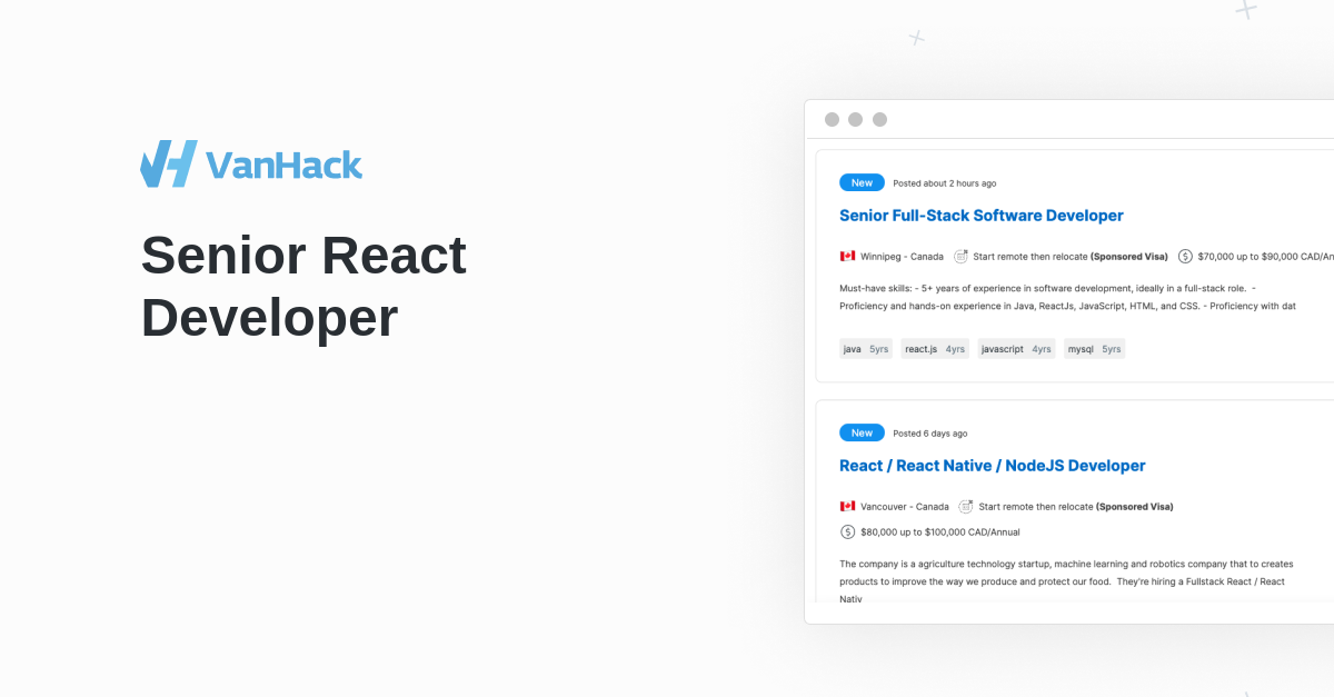 Senior React Developer - VanHack